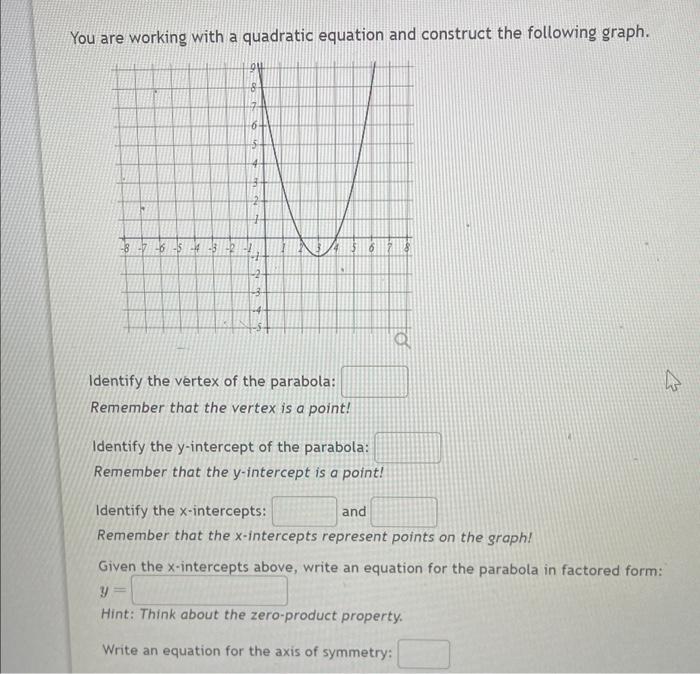 Solved You are working with a quadratic equation and | Chegg.com