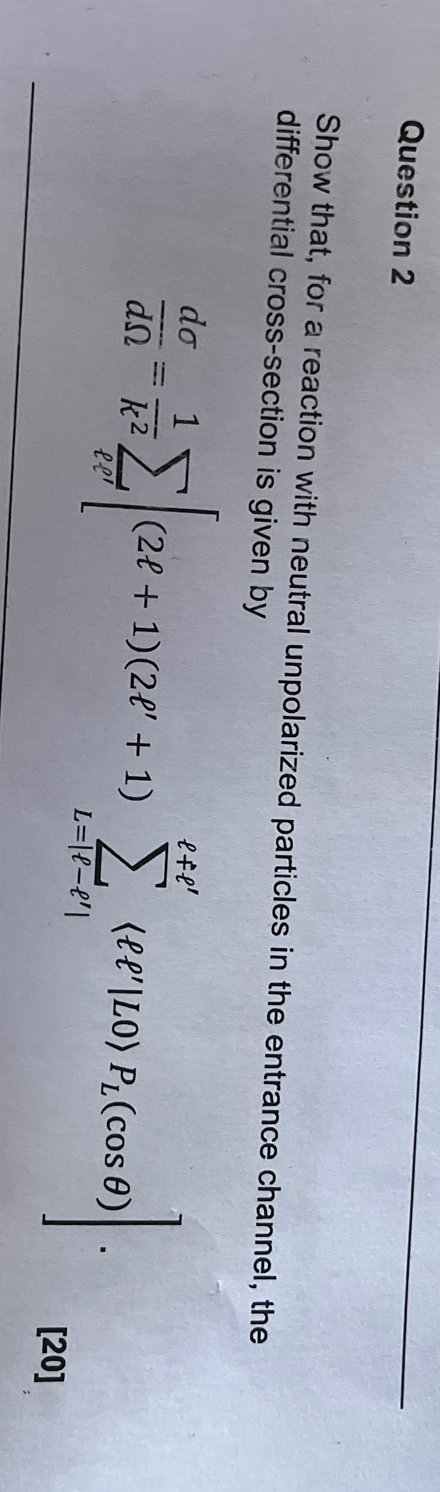 Solved Question 2Show that, for a reaction with neutral | Chegg.com