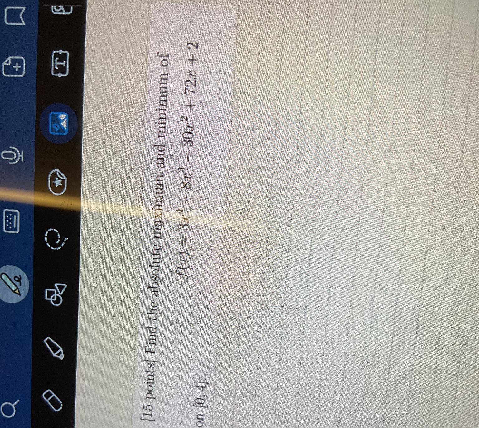 Solved [15 ﻿points] ﻿Find the absolute maximum and minimum | Chegg.com