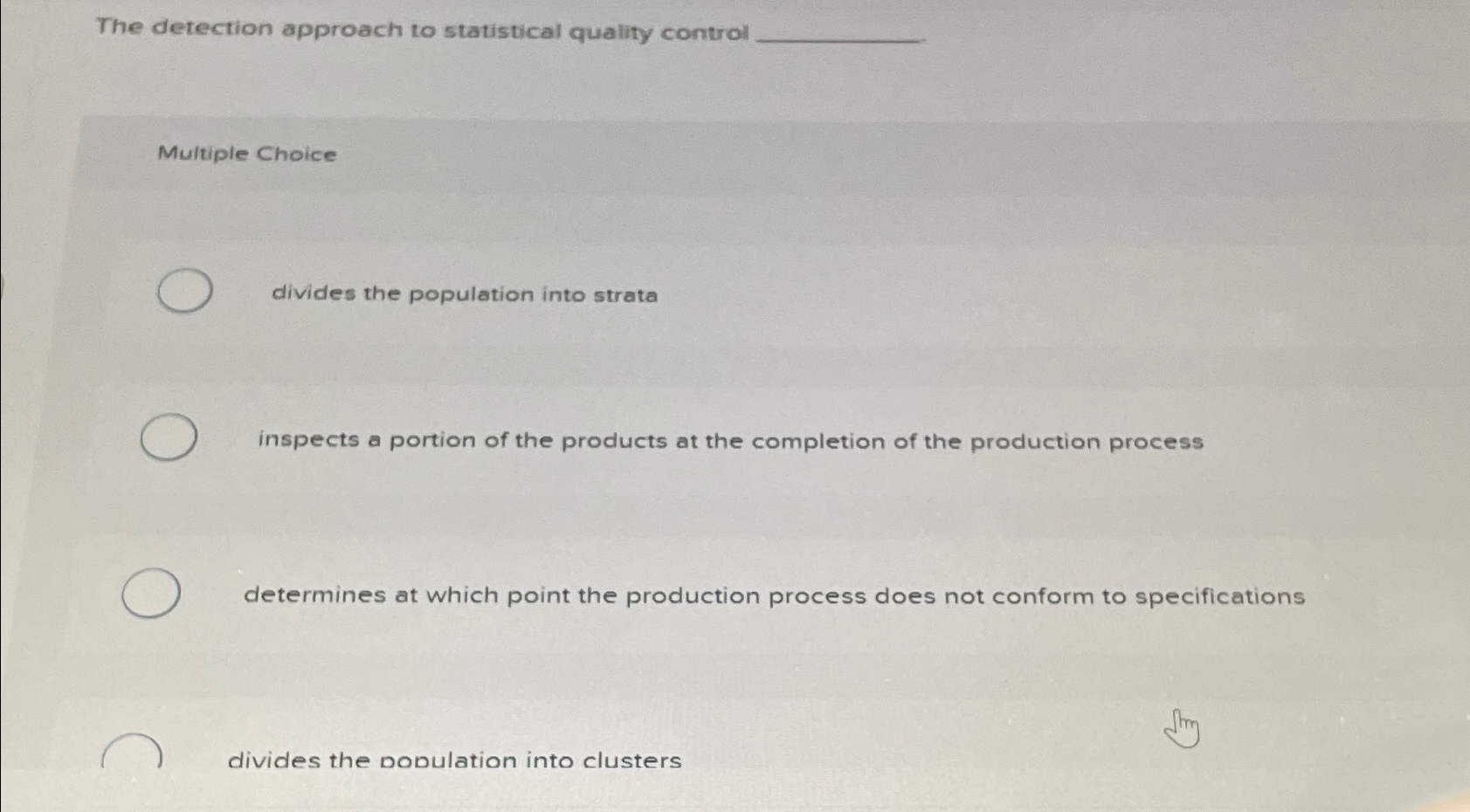 Solved The detection approach to statistical quality | Chegg.com