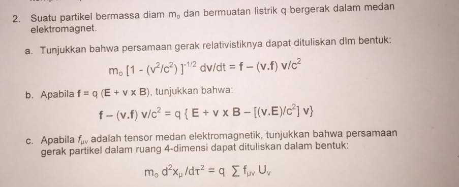 Suatu partikel bermassa diam m, dan bermuatan listrik | Chegg.com