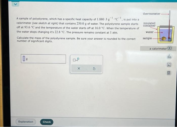 A sample of polystyrene, which has a specific heat | Chegg.com