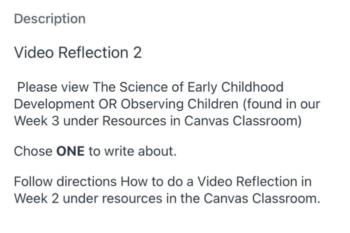 Solved Description Video Reflection 2 Please view The | Chegg.com