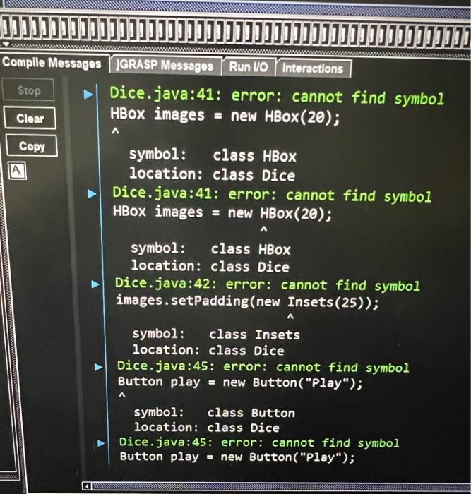 why do i have so many errors in my java code for dice | Chegg.com