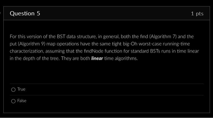 Solved Question 4 Complete the pseudocode for the put | Chegg.com