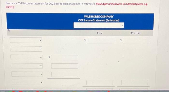 Solved Prepare a CVP income statement for 2022 based on | Chegg.com