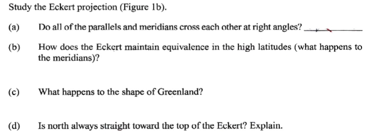 Solved Study the Eckert projection (Figure 1b) (Please | Chegg.com