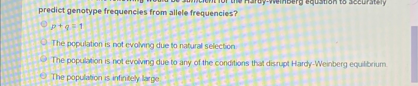 Solved predict genotype frequencies from allele | Chegg.com