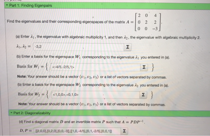 Solved Part 1 Finding Eigenpairs 204] Find The Eigenvalues
