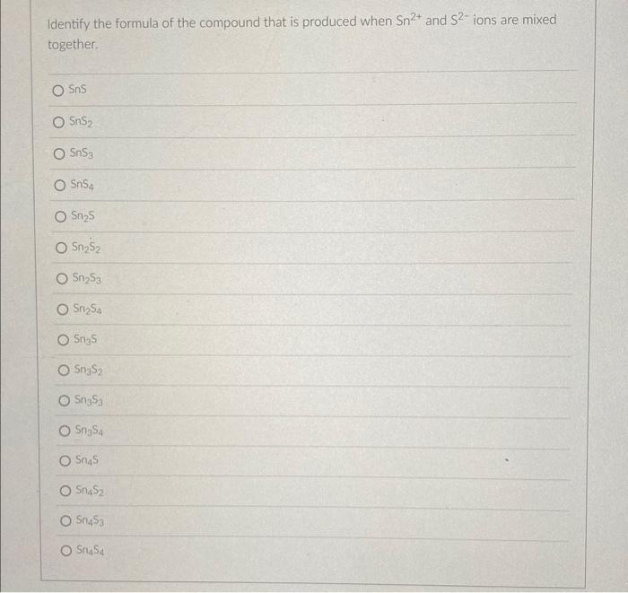 Solved Identify the formula of the compound that is produced | Chegg.com