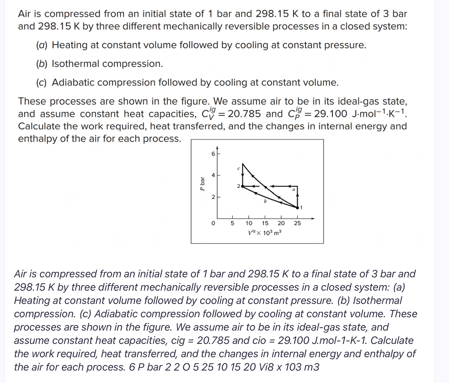 Solved Air is compressed from an initial state of 1 ﻿bar and | Chegg.com