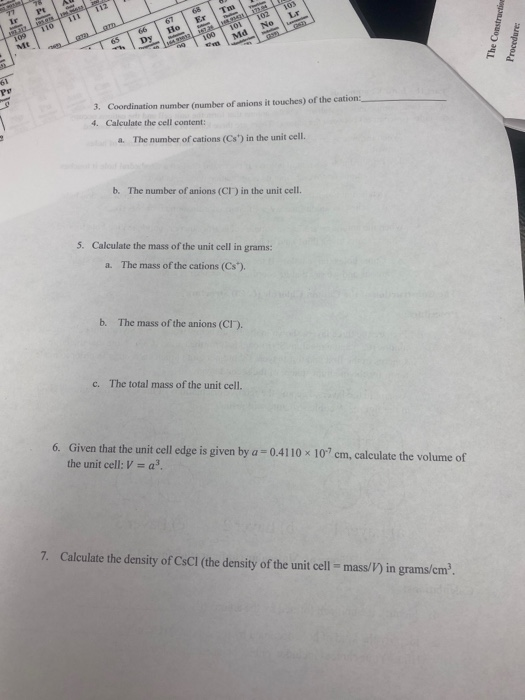 Solved Figure 6: Molecular configuration for CsCl unit cell. | Chegg.com