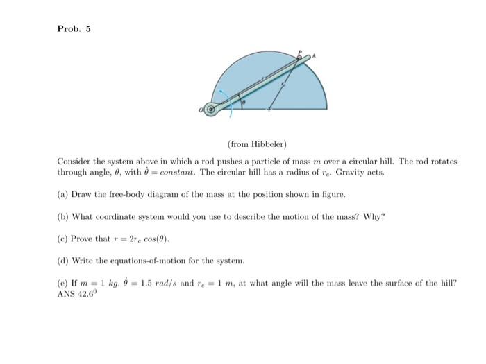 Solved Prob. 5 (from Hibbeler) Consider the system above in | Chegg.com