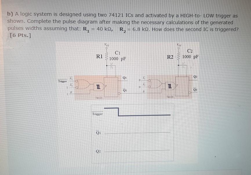 Solved b) A logic system is designed using two 74121 ICs and | Chegg.com