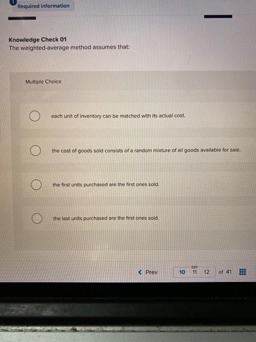 Solved Required information Knowledge Check 01 The | Chegg.com
