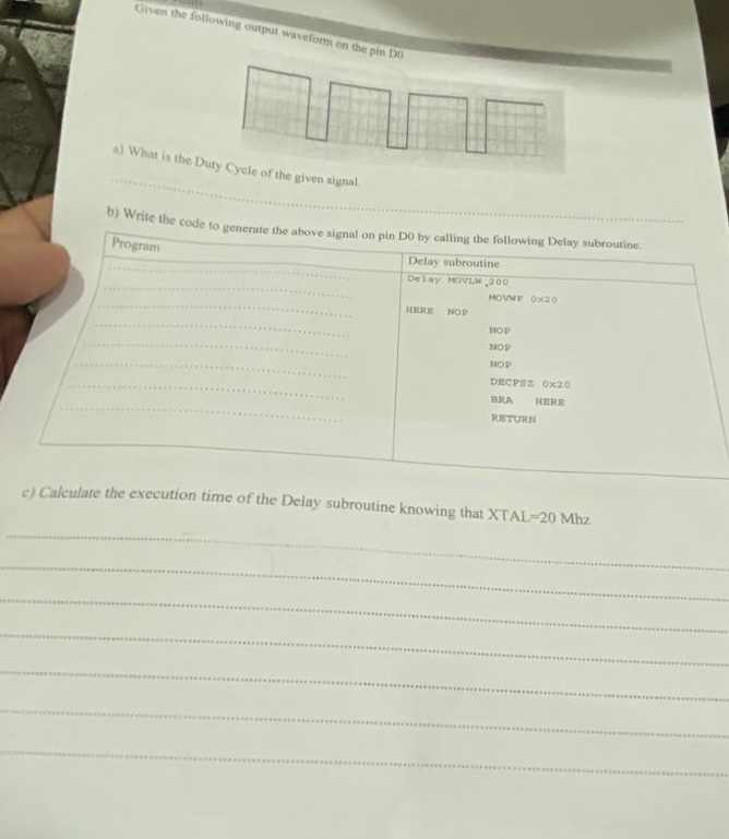 Solved Civen the following output waveforma) ﻿What is the | Chegg.com