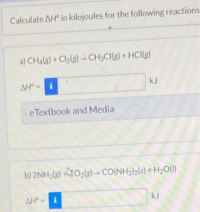 Calculate ΔH∘ in kilojoules for the following | Chegg.com