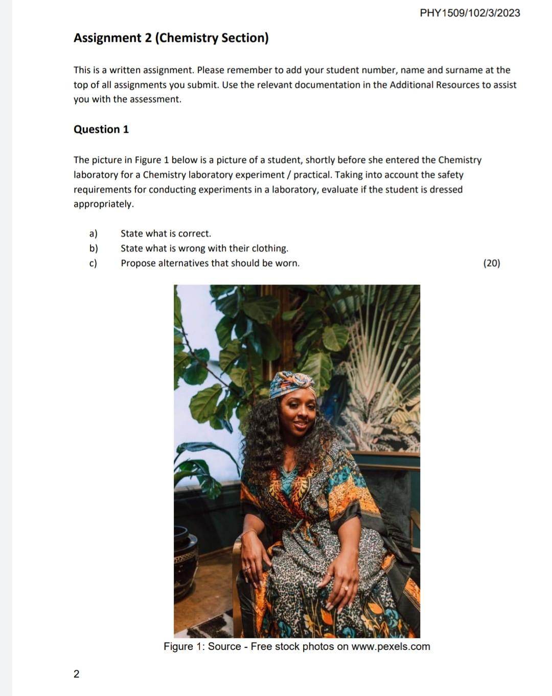 Solved Assignment 2 (Chemistry Section) This is a written | Chegg.com