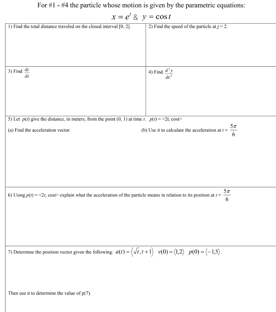 Solved For #1 - \#4 the particle whose motion is given by | Chegg.com