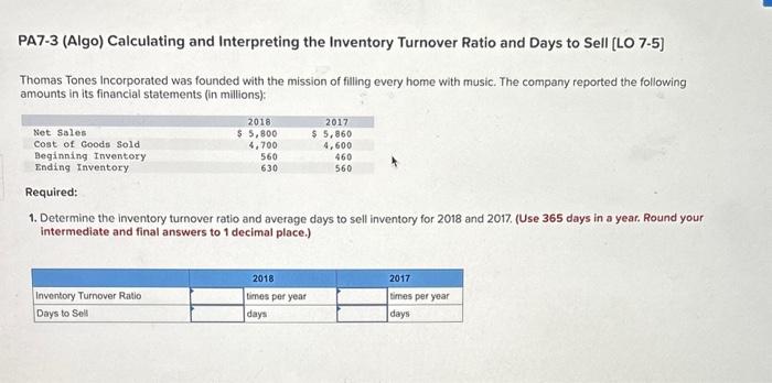 Solved PA7-3 (Algo) Calculating and Interpreting the | Chegg.com