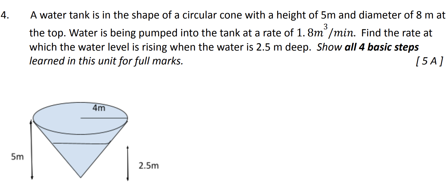 Solved A water tank is in the shape of a circular cone with | Chegg.com
