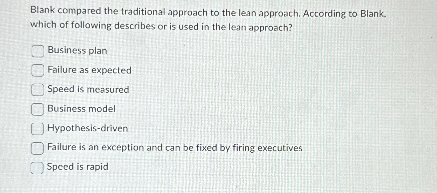 Solved Blank compared the traditional approach to the lean | Chegg.com