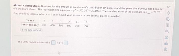 Solved Alumni Contributions Numbers for the amount of an | Chegg.com