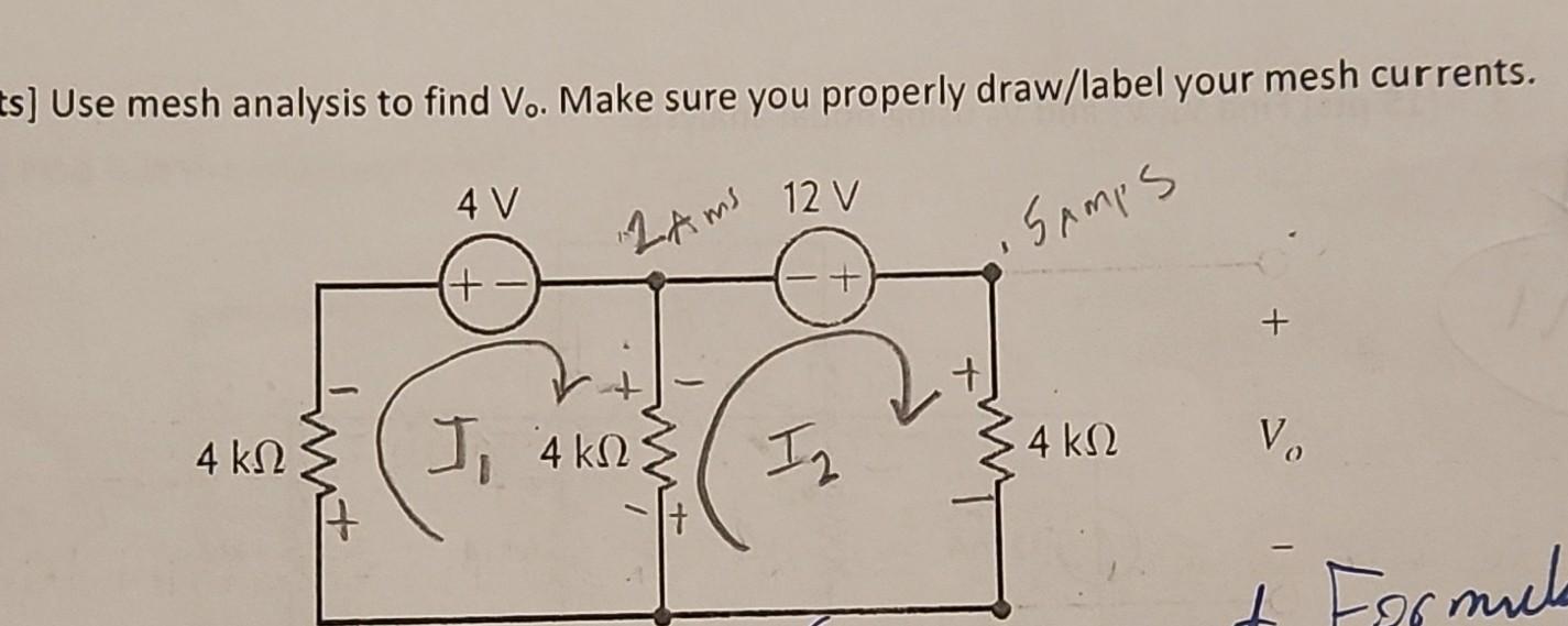 Solved s] Use mesh analysis to find V0. Make sure you | Chegg.com