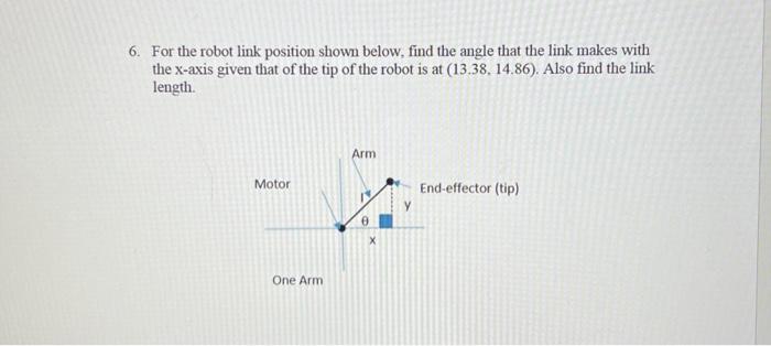 Solved 6. For the robot link position shown below, find the | Chegg.com