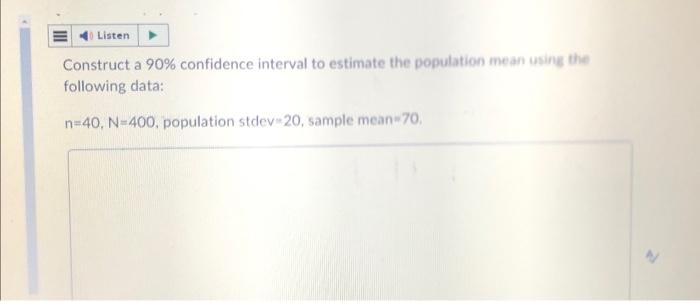 Solved Construct a 90% confidence interval to estimate the | Chegg.com
