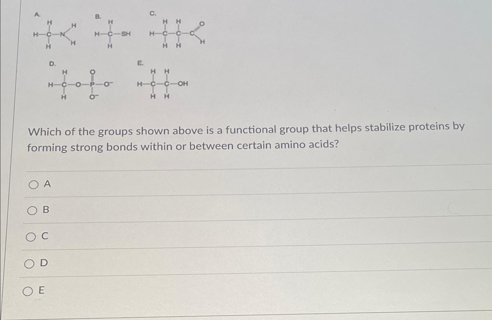 Solved Which of the groups shown above is a functional group | Chegg.com