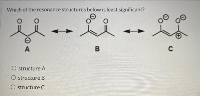 Solved Which of the resonance structures below is least | Chegg.com
