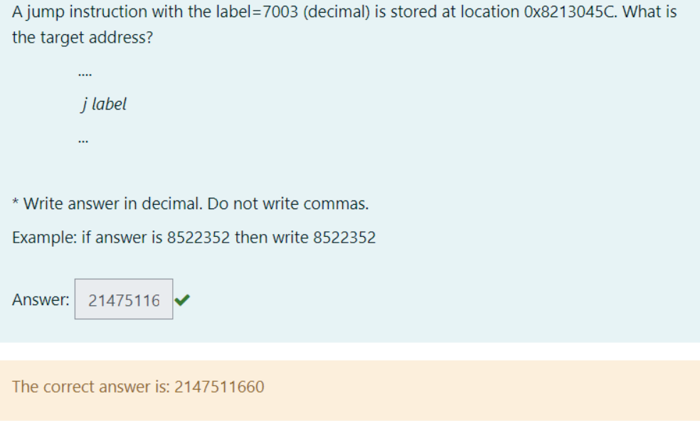 Solved A jump instruction with the label=7003 (decimal) ﻿is | Chegg.com