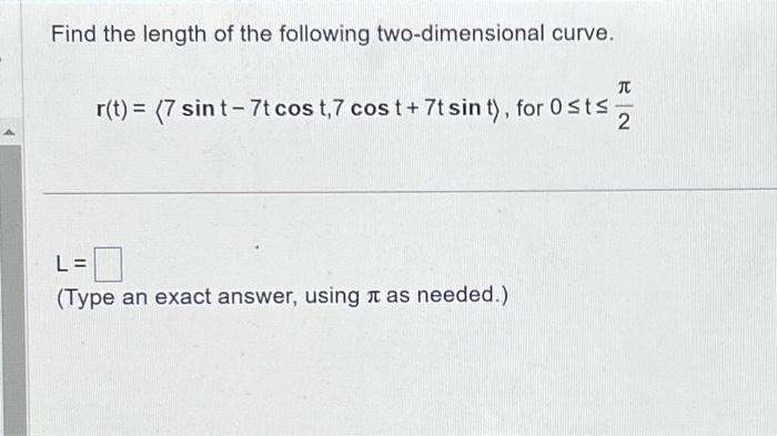 Solved Find the length of the following two-dimensional | Chegg.com