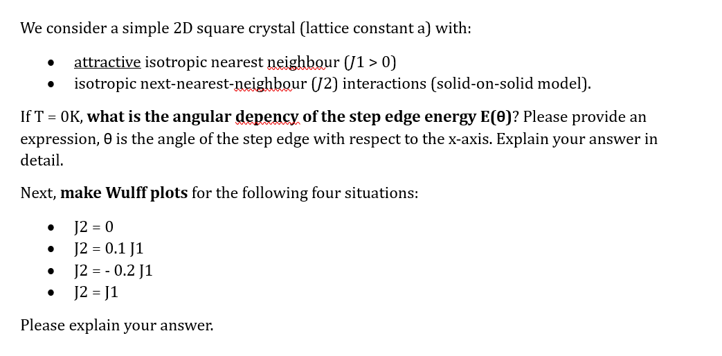 Solved We consider a simple 2D square crystal (lattice | Chegg.com