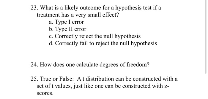 Solved 23. What is a likely outcome for a hypothesis test if | Chegg.com