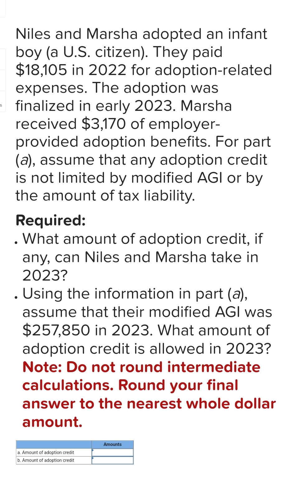 Solved Niles and Marsha adopted an infant boy (a U.S. | Chegg.com