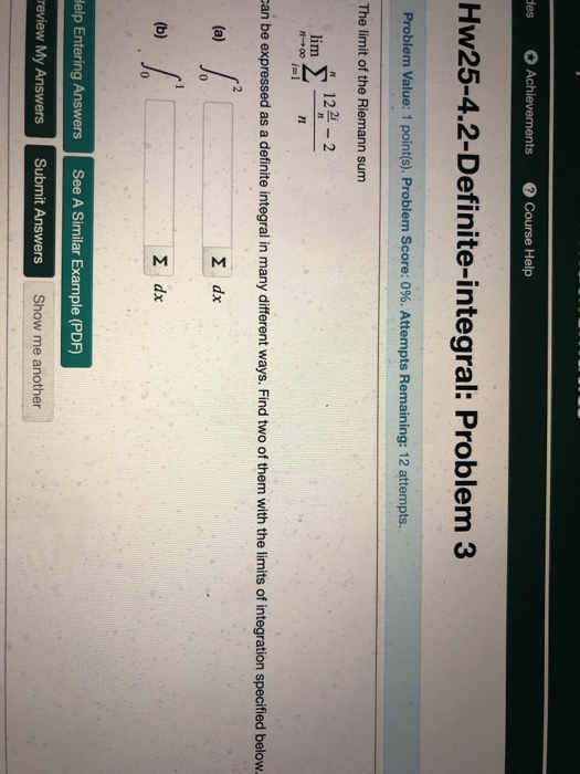 Solved Hw25-4.2-Definite-integral: Proble Problem Value: 1 | Chegg.com