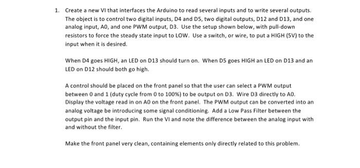 Solved Create a new VI that interfaces the Arduino to read | Chegg.com