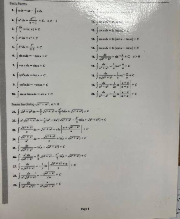 Solved Use the integral tables from the back of your book to | Chegg.com