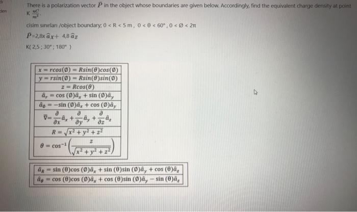 Solved There is a polarization vector Pˉ in the object whose | Chegg.com