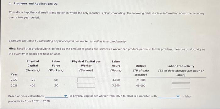 Solved 1. Problems and Applications Q3 Consider a | Chegg.com