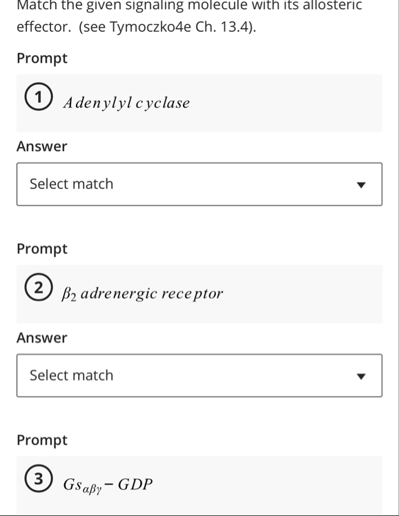 Solved Match the given signaling molecule with its | Chegg.com