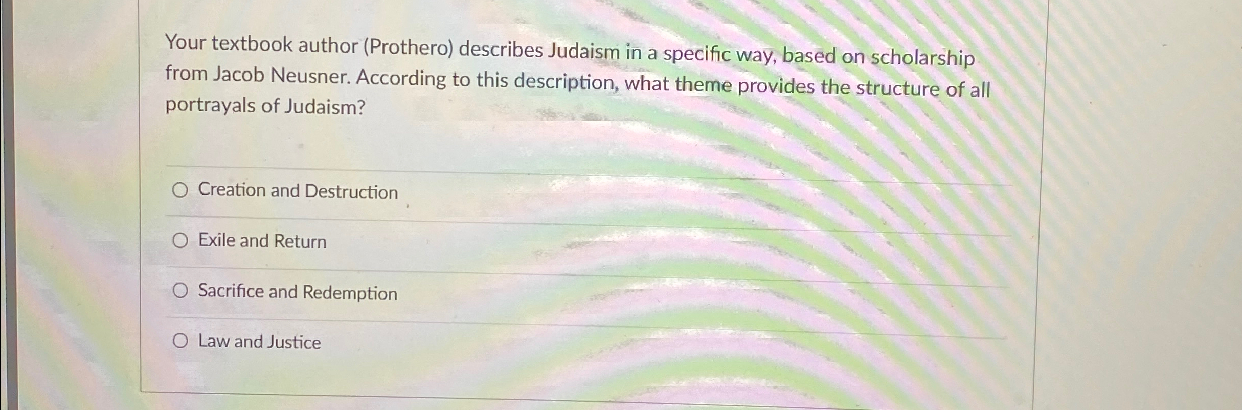 Solved Your textbook author (Prothero) ﻿describes Judaism in | Chegg.com