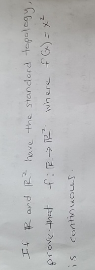 Solved If R ﻿and R2 ﻿have the standard topology, provethat | Chegg.com