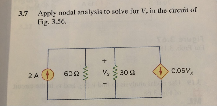 Solved 3.7 Apply nodal analysis to solve for V, in the | Chegg.com
