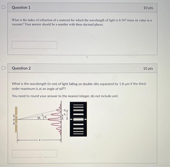 Solved What is the index of refraction of a material for | Chegg.com