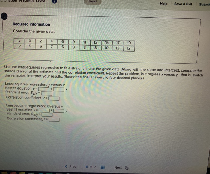 Solved Saved Submit Help Save & Exit ! Required information | Chegg.com