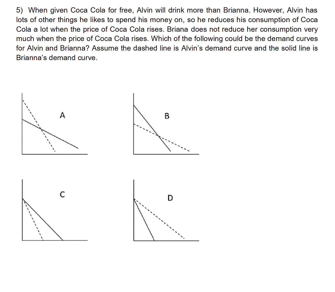 Solved 5) ﻿When given Coca Cola for free, Alvin will drink | Chegg.com