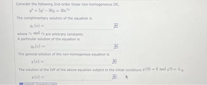 Solved Consider the following 2nd-order linear | Chegg.com